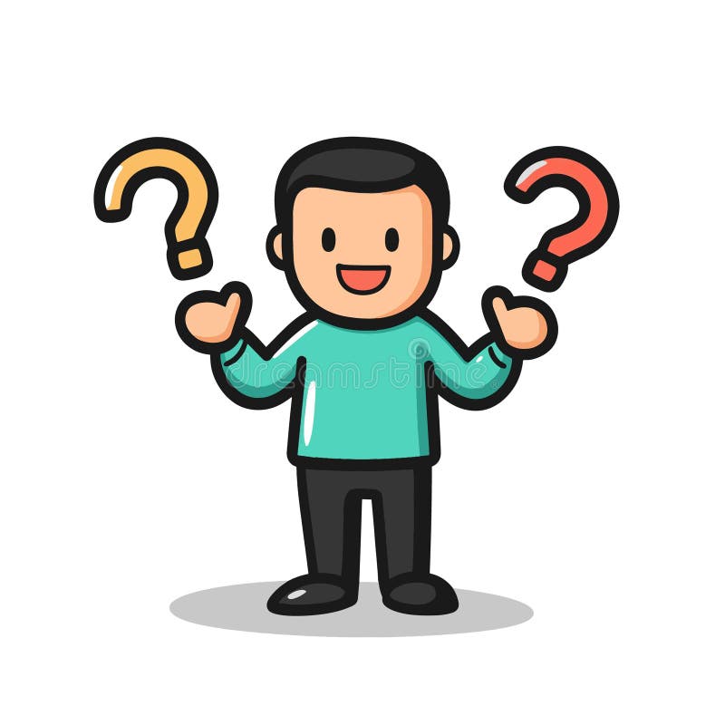 Man Holding Two Question Marks in Both Hands Flat Vector Stock ...