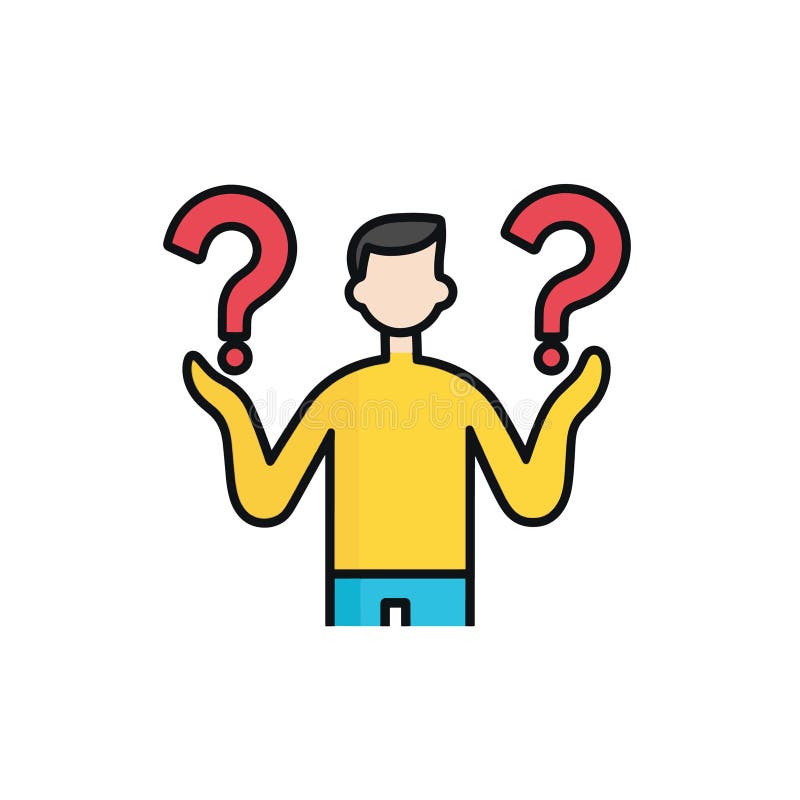 Man Holding Two Question Marks in Both Hands Flat Vector Stock ...