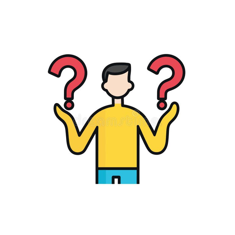 Man Holding Two Question Marks in Both Hands Flat Vector Stock ...