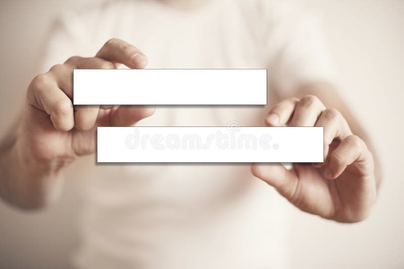 Man Holding Two White Post it Stock Image - Image of cooperation ...