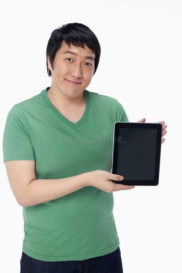Man Holding Up a Digital Tablet Stock Image - Image of 2529, isolated ...