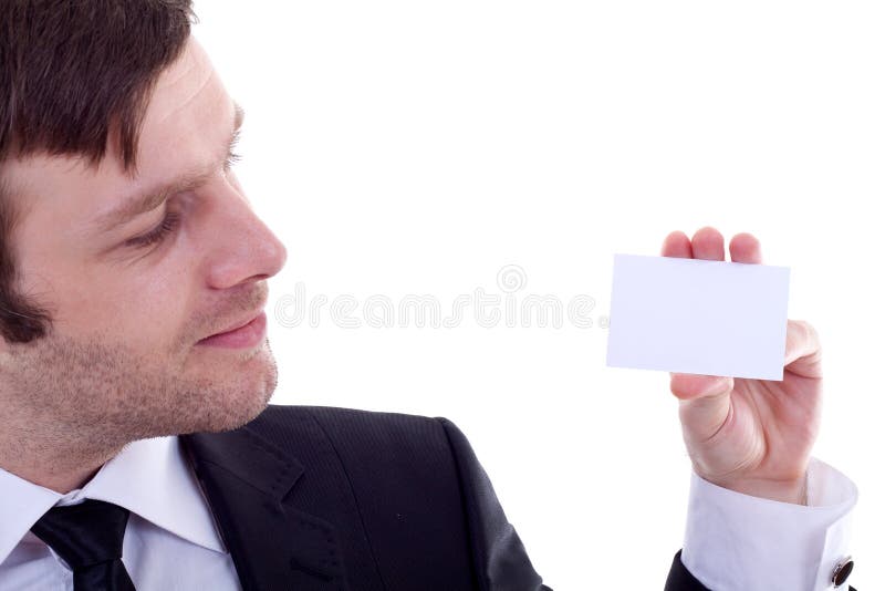 Man Holding a Visiting Card Stock Photo - Image of manager, idea: 15590086