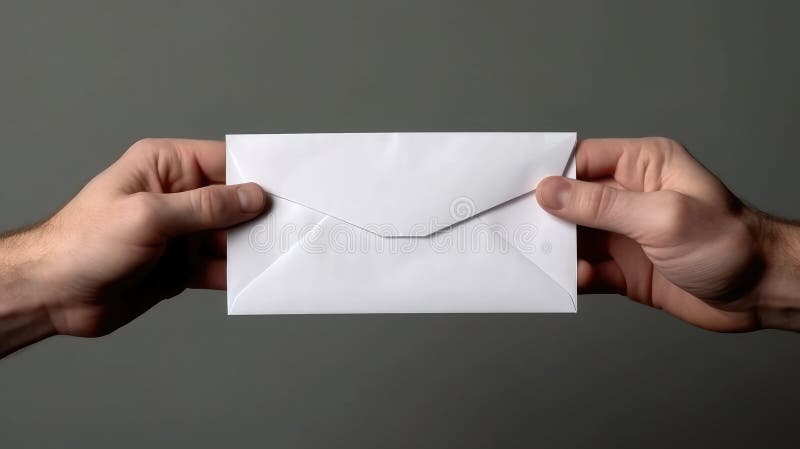Man Holding White Envelope with Two Hands. Generative AI Stock ...