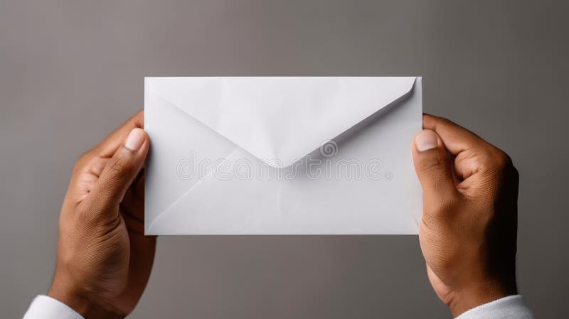 Man Holding White Envelope with Two Hands. Generative AI Stock ...