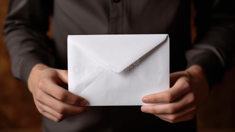 Man Holding White Envelope with Two Hands. Generative AI Stock ...