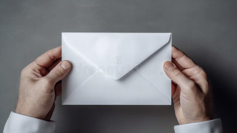 Man Holding White Envelope with Two Hands. Generative AI Stock ...