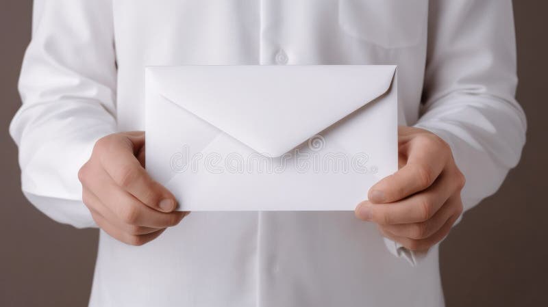 Man Holding White Envelope with Two Hands. Generative AI Stock ...
