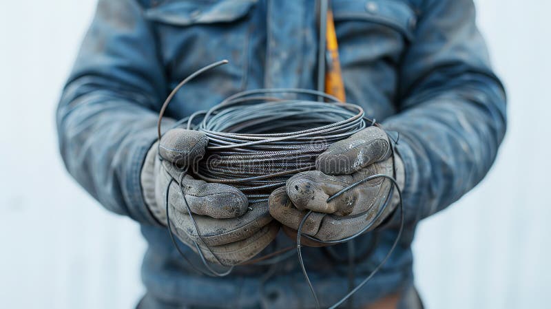A Man Holding a Wire Wrapped in His Hands Stock Illustration ...