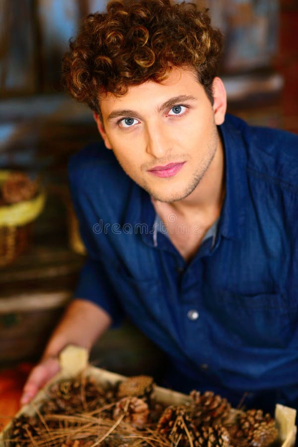 Man Holding Wooden Box with Pine Cones Stock Photo - Image of cone ...