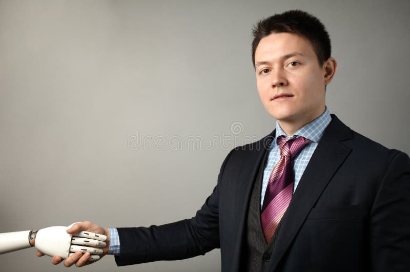 Man Holds Artificial Limb for Disabled People. Prosthetic Arm Stock ...