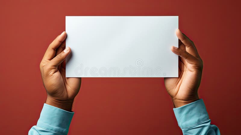 A Man Holds a Blank White Sheet in His Hands, Space Stock Illustration ...
