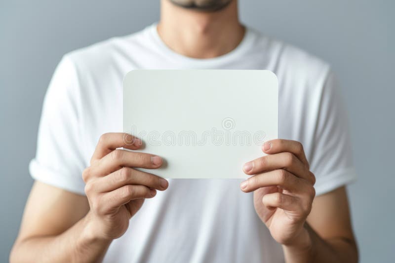 Man Holds a Blank White Sign in Hands. Generative AI Stock Photo ...