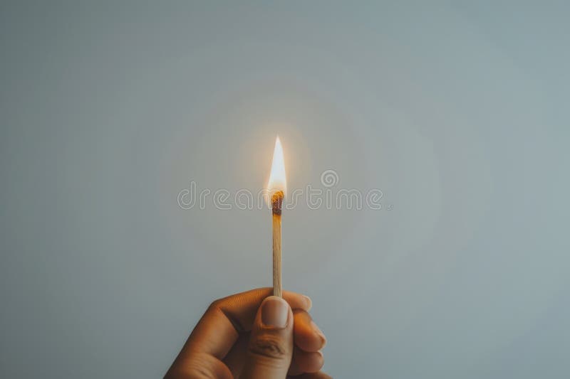 A Man Holds a Burning Match in His Hand Stock Illustration ...