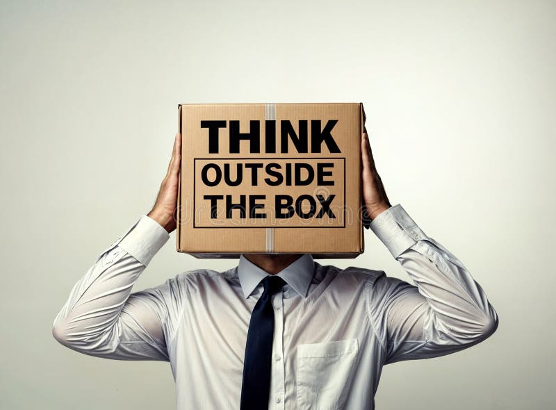 A Man Holds a Cardboard Box on His Head with the Text Phrase Words ...