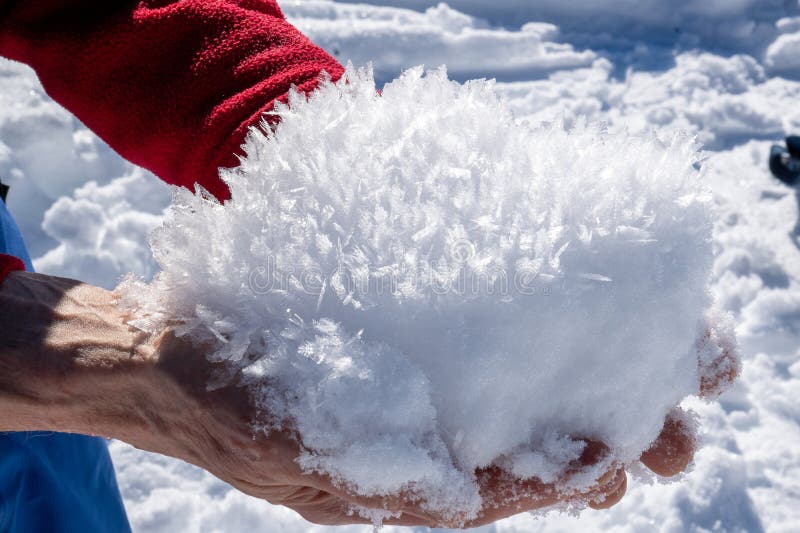A Man Holds Chunk of Snow in His Hands Stock Image - Image of friable ...