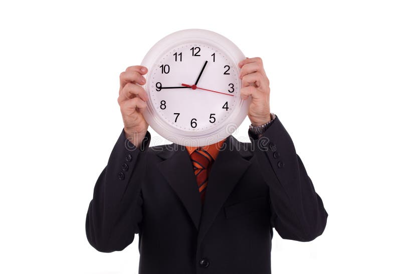 Business Man on Clock stock photo. Image of professional - 2421800