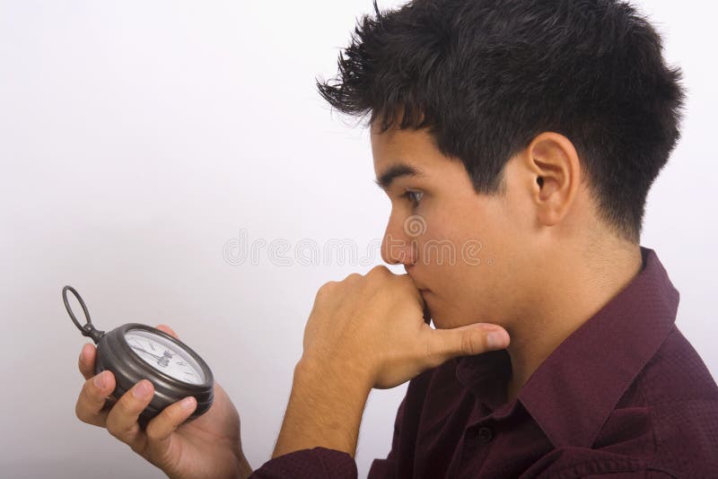 Man Holds a Clock in His Hand Stock Image - Image of moment, portrait ...