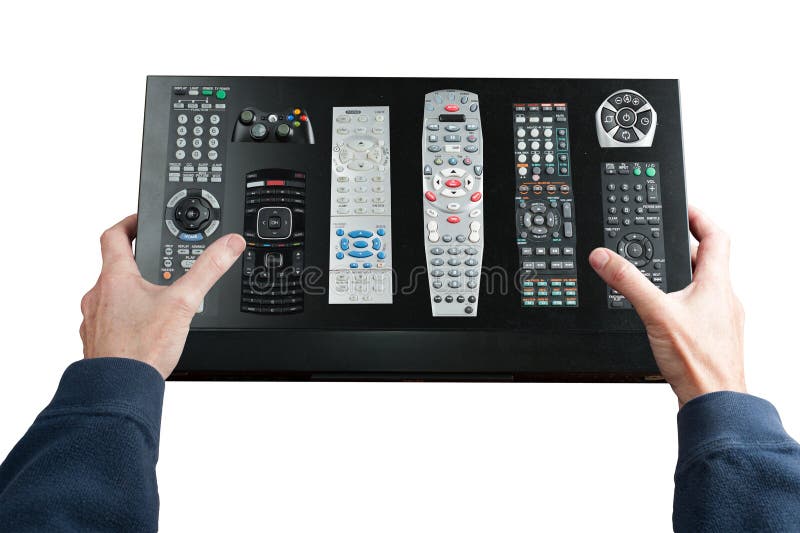 Man Holds a Complex Remote Control Stock Photo - Image of buttons ...