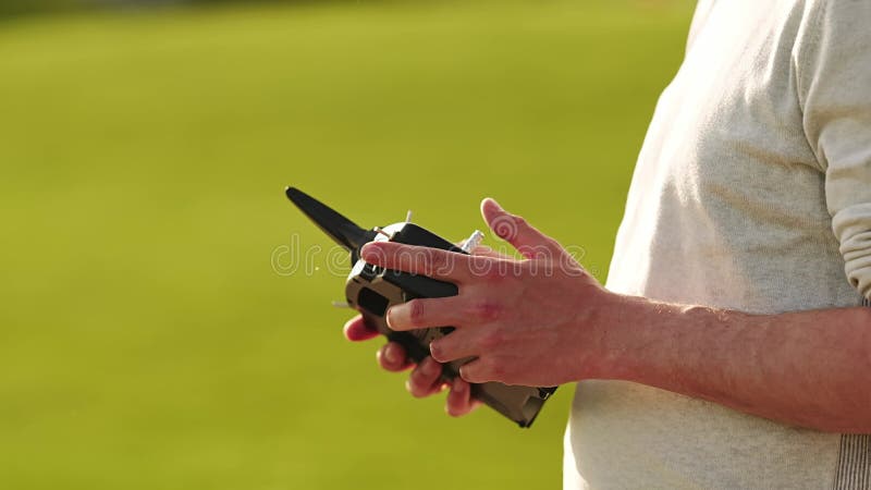 The Man Holds the Control Panel of the Plane in His Hands. Stock Video ...