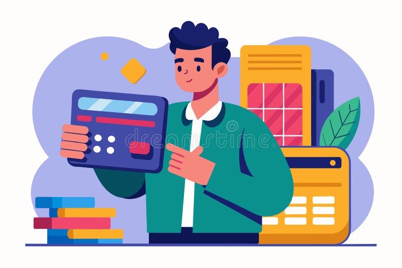 A Man Holds a Credit Card while Using an Electronic Payment Device at a ...