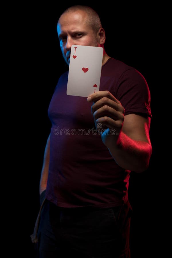 A Man Holds a Deck of Play Cards Stock Photo - Image of face, beard ...