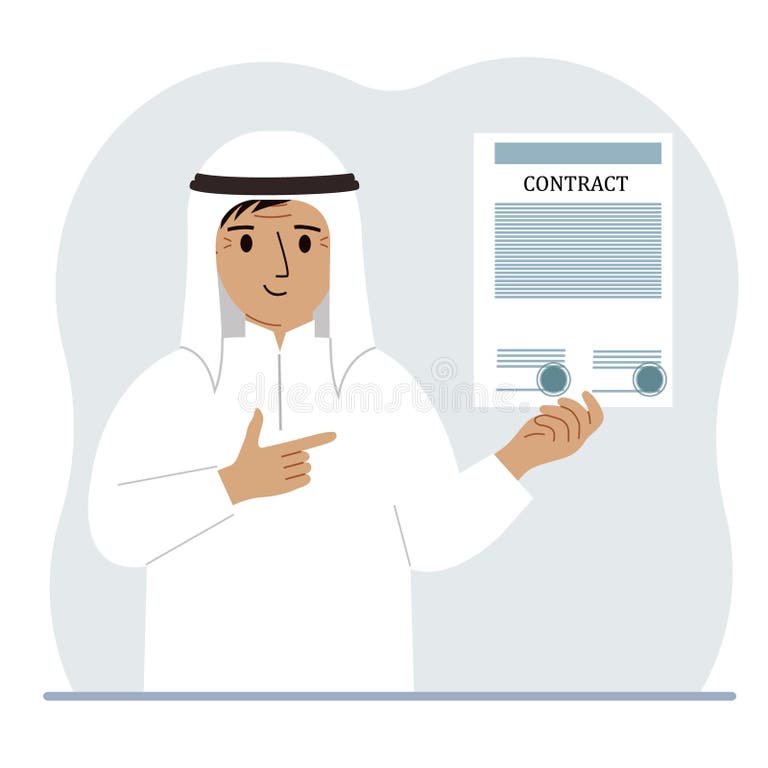 A Man Holds in His Hands a Finished Sample of a Contract with Seals ...