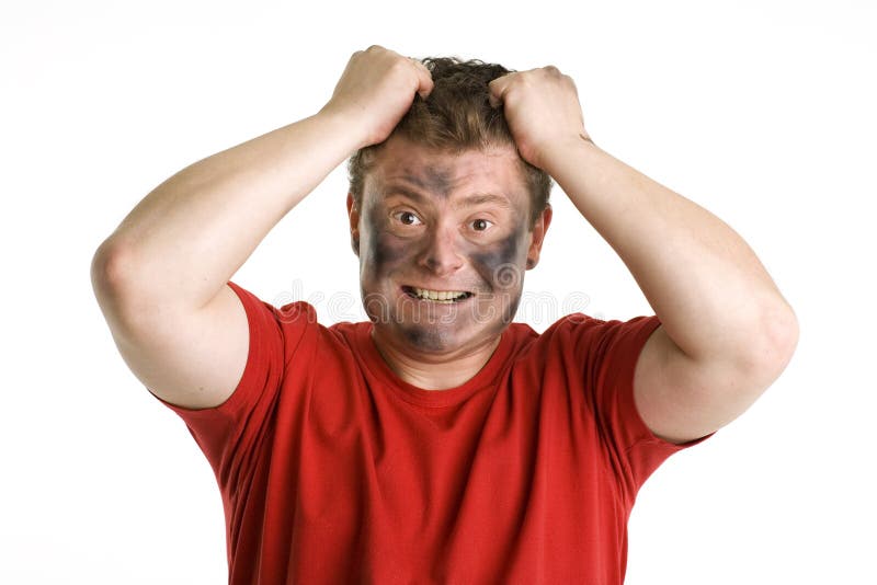 Man with black smoked face stock image. Image of loss - 166087661