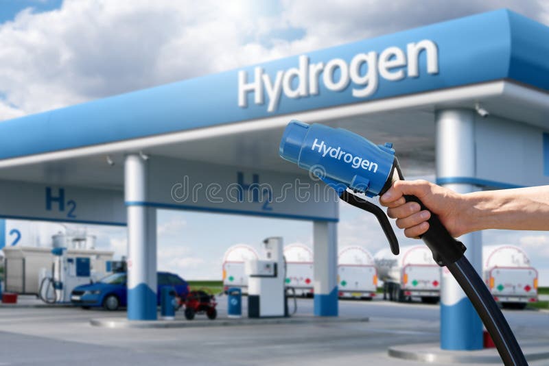 Man Holds a Hydrogen Fueling Nozzle. Refueling Car with Hydrogen Fuel ...
