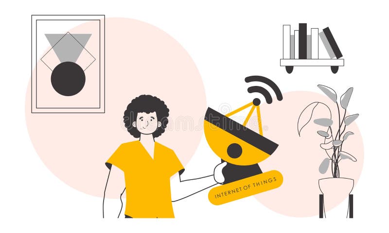 A Man Holds the Internet of Things Logo in His Hands. Linear Modern ...