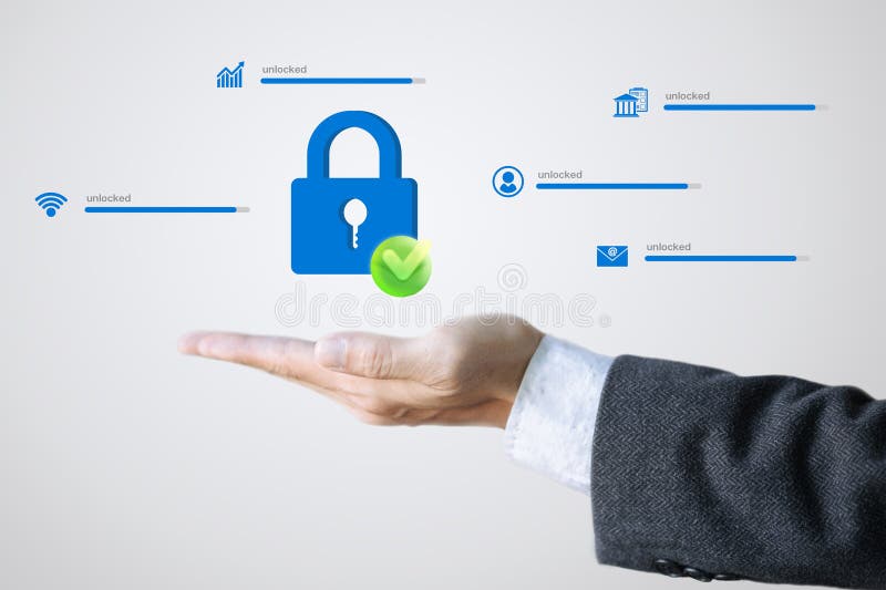 Secure Padlock Green Check Mark Digital Code Cyber Security Concept ...