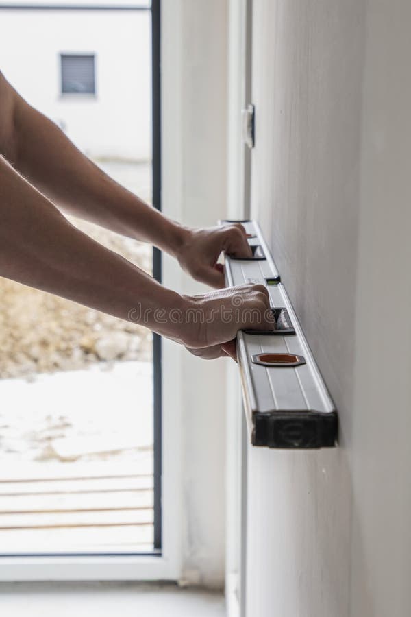 The Metal Level with Perforated Angles Stock Photo - Image of liquid ...