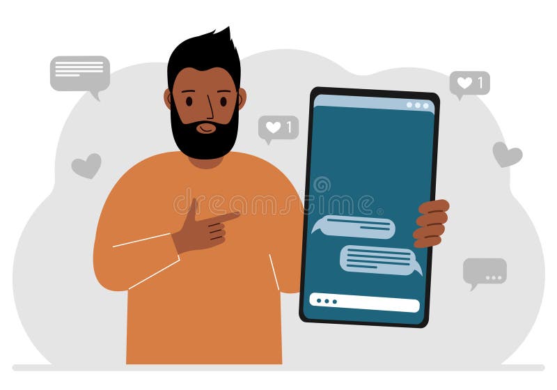 A Man Holds a Mobile Phone with Correspondence and SMS Messages in His ...