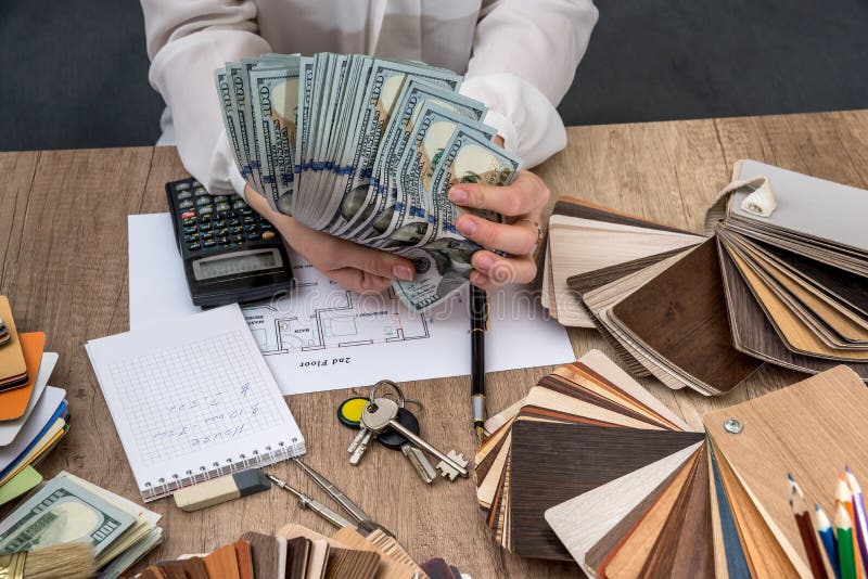 Man Holds Money for Building Design. Stock Image - Image of finance ...