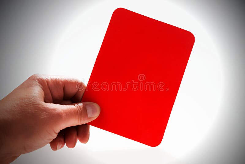 Man holds red card in hand stock image. Image of referee - 98574787