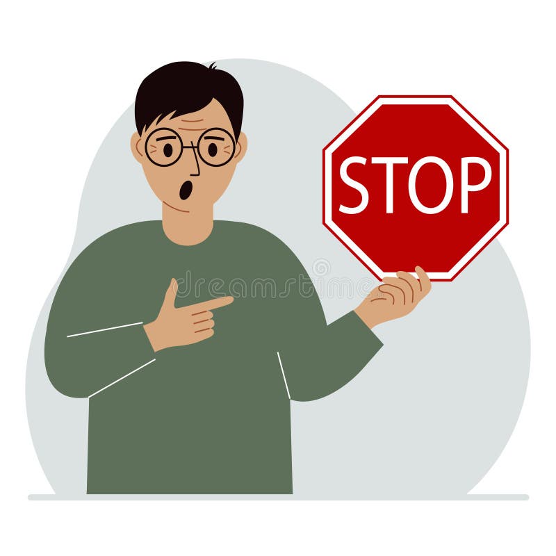 Red People Holding Stop Sign Stock Illustrations – 482 Red People ...