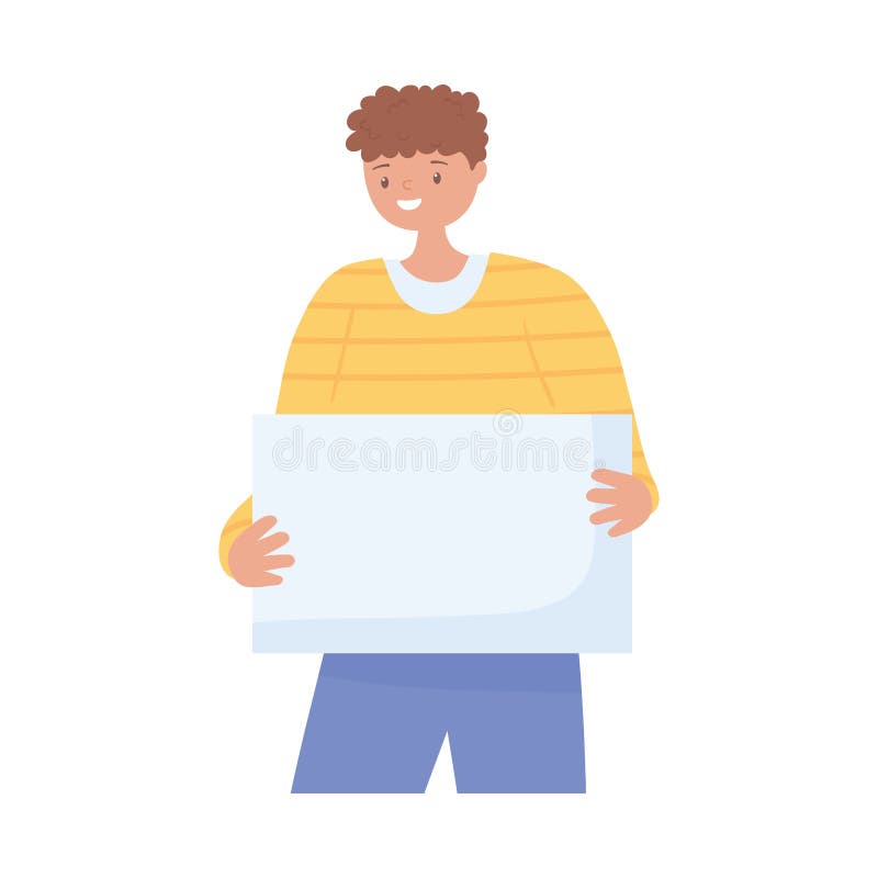 Man holds sign stock vector. Illustration of advertisement - 214752989