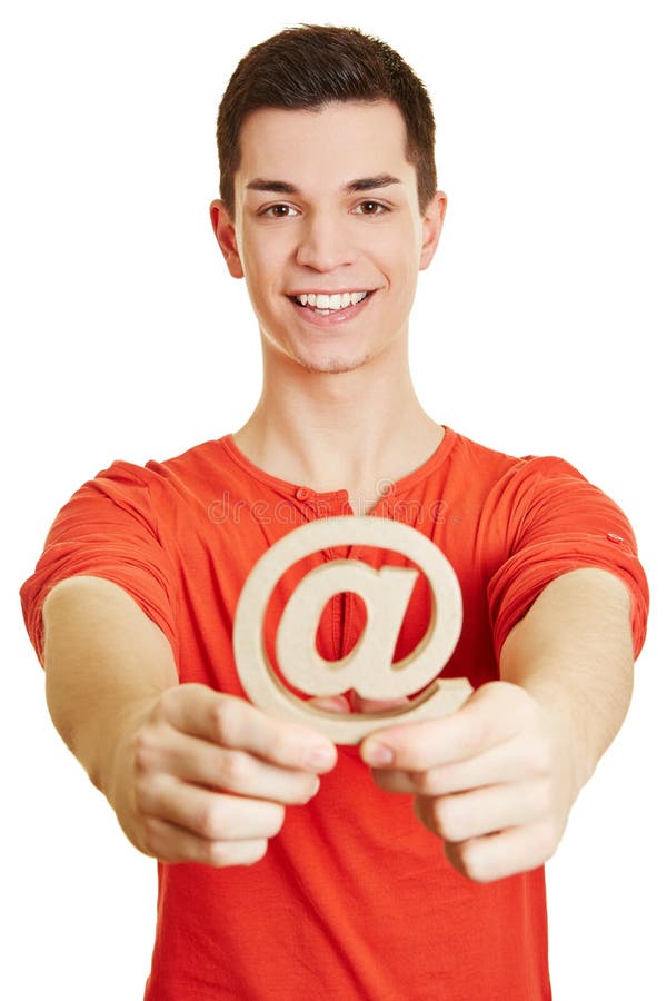 Man Holds at Sign Symbolizing Internet Stock Image - Image of pupil ...