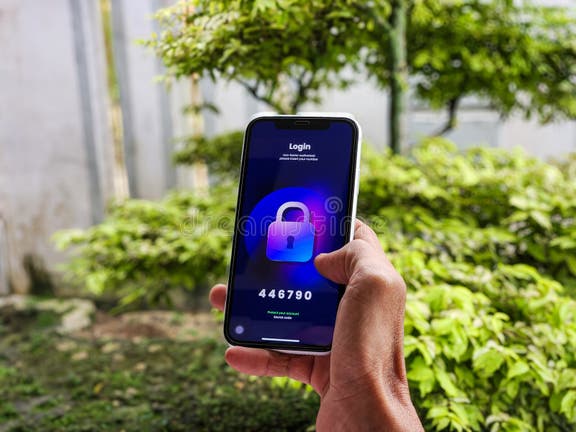 Man Holds Smartphone with Two Factor Authentication Login Screen Stock ...