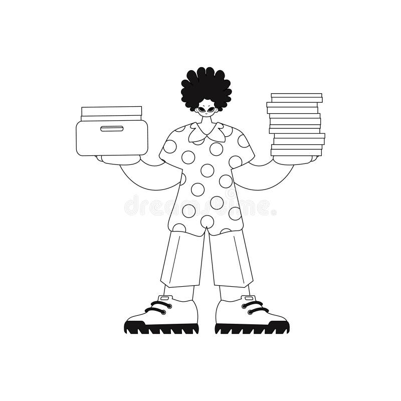 Man Holds Stacks of Papers. Simplistic Design. Vector Drawing. Stock ...