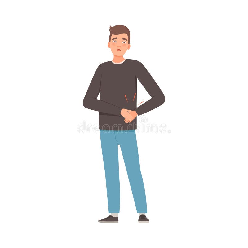 Man Holds on To the Sick Side. Vector Illustration. Stock Vector ...