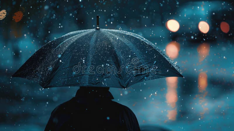 A Man Holds an Umbrella in a Storm Stock Photo - Image of generated ...