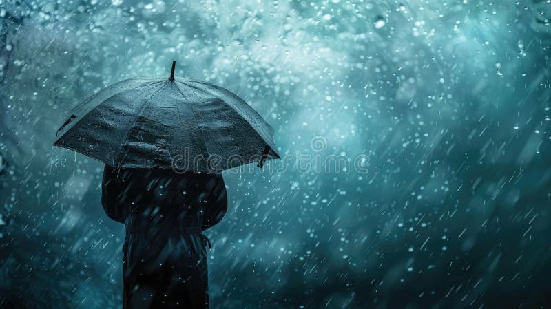 A Man Holds an Umbrella in a Storm Stock Photo - Image of lightning ...