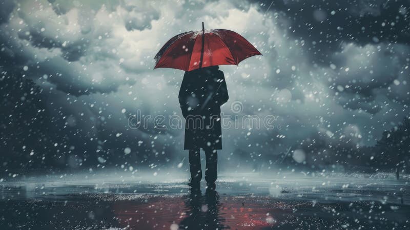 A Man Holds an Umbrella in a Storm Stock Photo - Image of issues ...