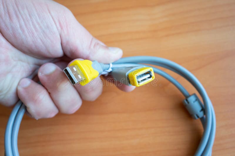 A Man Holds a USB Cable in His Hand Stock Image - Image of cable ...