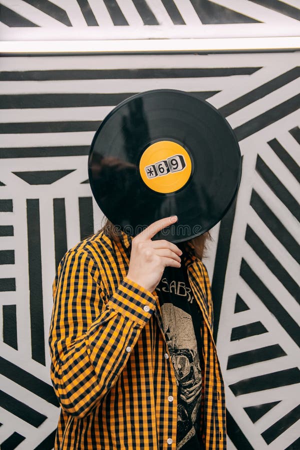 Man Holds A Vinyl Record. Retro Style Music Concept Stock Image - Image ...