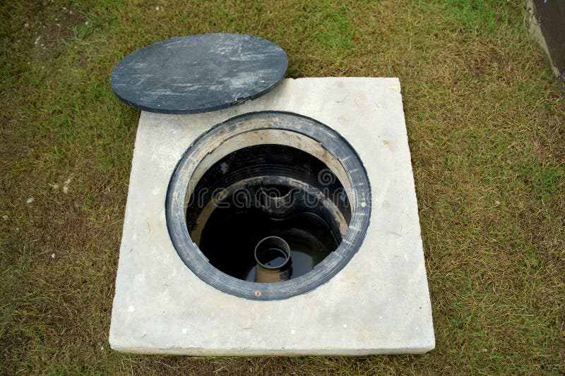 A Man Hole Water and a Hole of Grease Trap with the Drain System Around ...