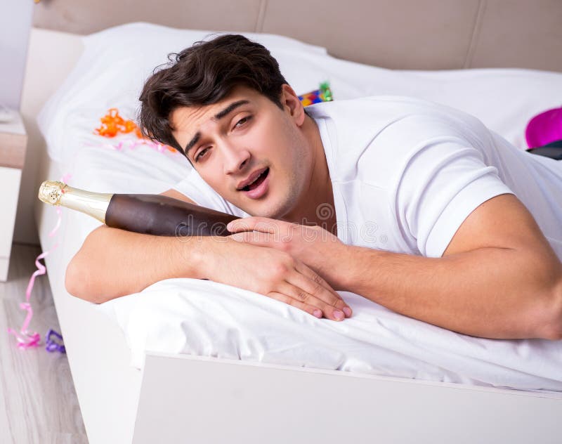 The Man at Home after Heavy Partying Stock Photo - Image of holiday ...