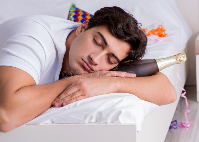 Man at Home after Heavy Partying Stock Image - Image of drunk, bottle ...