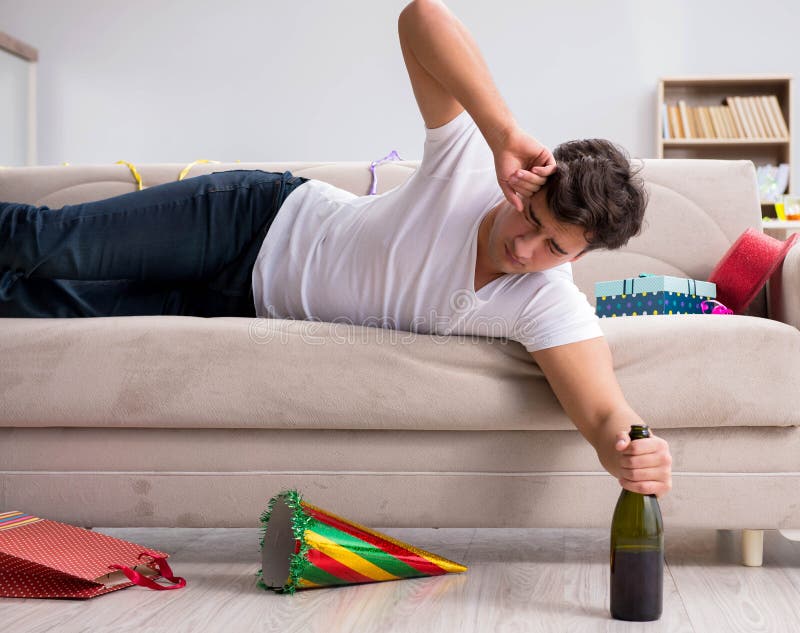 The Man at Home after Heavy Partying Stock Photo - Image of holiday ...
