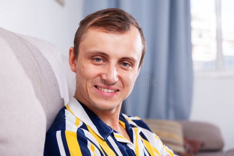 Man in home stock photo. Image of smiling, interior - 219284376